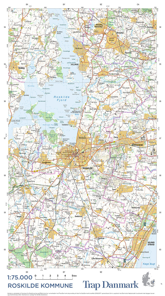 Trap Danmark: Kort over Roskilde Kommune: Topografisk kort 1:75.000 ...