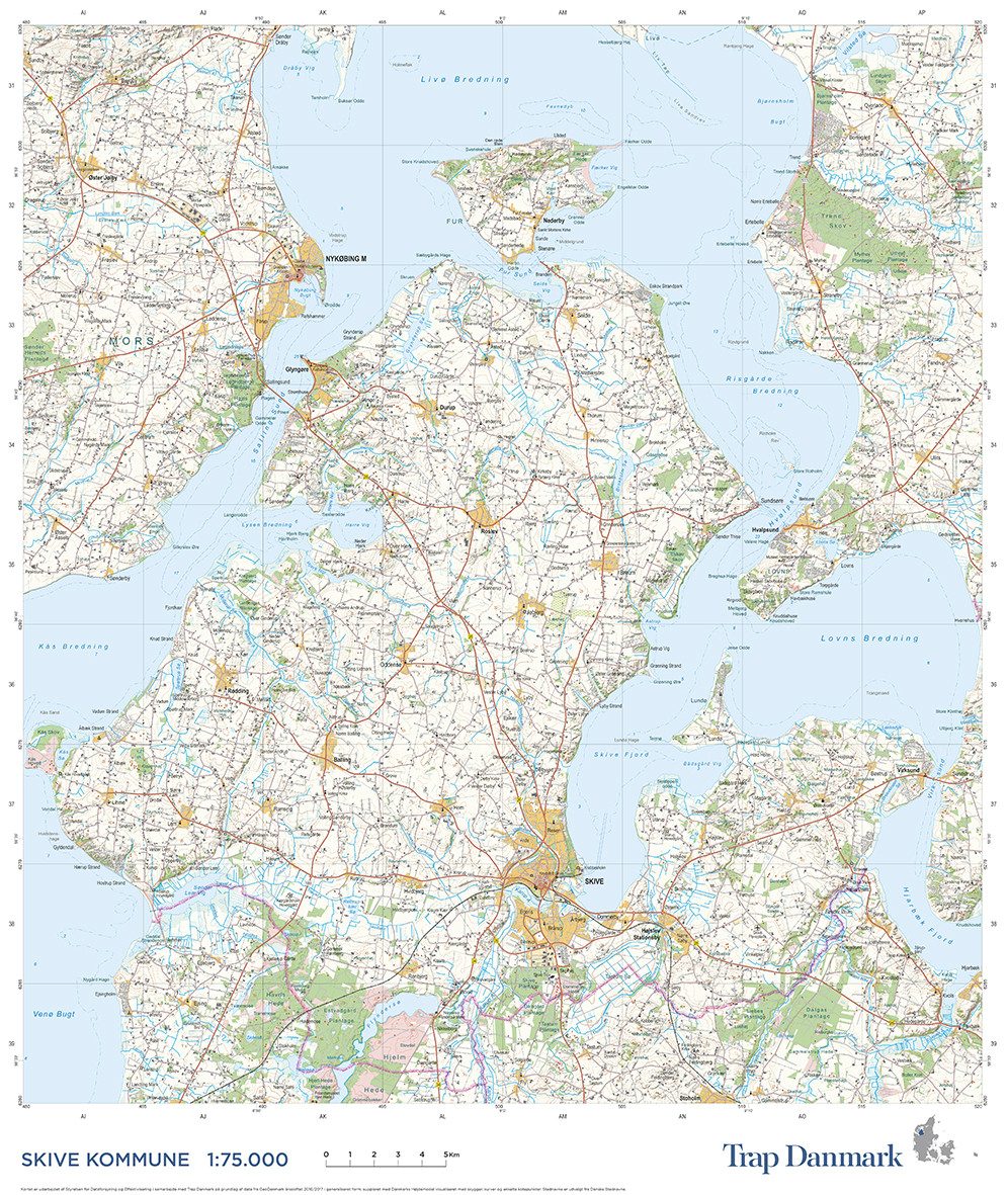 Trap Danmark: Kort over Skive Kommune: Topografisk kort 1:75.000 (Kort ...
